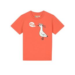 watabout.kids T-Shirt 'Moin Seagull' Jungen Gr&ouml;&szlig;e 152/158 grau / orange / wei&szlig;