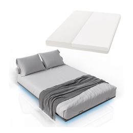 Juskys Metallbett Palamos 140x200 cm mit Matratze, Lattenrost & LED - Schwebebett, Bett - Schwarz