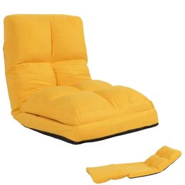 Bodensessel MCW-N45, Schlafsessel Klappsessel Funktionssessel, Schlaffunktion faltbar Stahlrahmen Samt ~ gelb