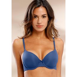 Schalen-BH s.Oliver "Camille", Damen, Gr. 90, Cup D, blau, Microtouch, Obermaterial: 72% Polyamid, 16% Polyester, 12% Elasthan, Basic, BHs, mit Spitzenträger, Basic Dessous