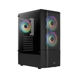 Aerocool Quantum Mesh-G-BK-v3, Tower-Geh&auml;use schwarz/grau, Seitenteil aus Tempered Glass