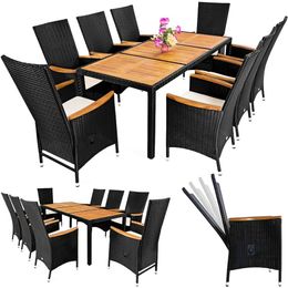 Casaria Polyrattan Garten-Sitzgruppe 9-tlg Schwarz