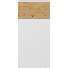 Kommode FMD "Belm", weiß (brillantweiß, artisan eiche), B:54,5cm H:115cm T:41,7cm, Sideboards