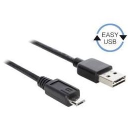 Delock USB-Kabel USB 2.0 USB-A Stecker, USB-Micro-B Stecker 5.00 m Schwarz beidseitig verwendbarer Stecker, vergoldete Steckkontakte, UL-zertifiziert 83369
