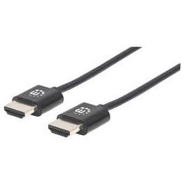 Manhattan HDMI Anschlusskabel HDMI-A Stecker, HDMI-A Stecker 1.00 m Schwarz 394352 4K UHD, Folienschirm, Geflechtschirm, Rund, UL-zertifiziert, hochflexibel,