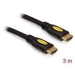Delock HDMI Anschlusskabel HDMI-A Stecker, HDMI-A Stecker 3.00 m Schwarz 82454 4K UHD, vergoldete Steckkontakte HDMI-Kabel