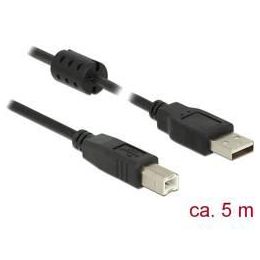 Delock USB-Kabel USB 2.0 USB-A Stecker, USB-B Stecker 5.00 m Schwarz mit Ferritkern 84899