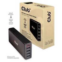 club3D Club 3D CAC-1903 - Netzteil - AC 100-110/240 V USB Ladestation 111 W 4x USB-C&reg;, 1x USB-A USB PD Schwarz Innenbereich