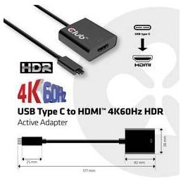 club3D CAC-2504 USB Adapter [1x USB 3.2 Gen 2 Stecker C (USB 3.1) - 1x HDMI-Buchse] Schwarz 0 m