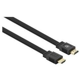 Manhattan HDMI Anschlusskabel HDMI-A Stecker, HDMI-A Stecker 10.00 m Schwarz 355643 4K UHD, doppelt geschirmt, flach, Flache Ausf&uuml;hrung HDMI-Kabel