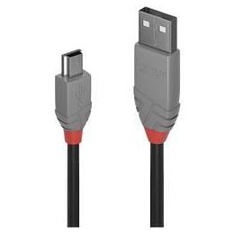LINDY USB-Kabel USB 2.0 USB-A Stecker, USB-Mini-B Stecker 2.00 m Schwarz, Grau 36723