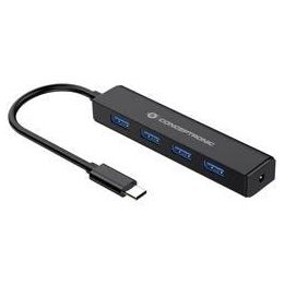 Conceptronic CTC4USB3 USB-Hub 4 Port USB-A USB 3.1 Gen1 5 GBit/s mit USB-C&reg; Stecker Schwarz CTC4USB3