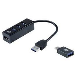 Conceptronic HUBBIES04B USB-Hub 4 Port USB-A USB 3.1 Gen1 5 GBit/s Schwarz HUBBIES04B
