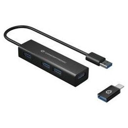 Conceptronic HUBBIES06B USB-Hub 4 Port USB-A USB 3.1 Gen1 5 GBit/s Schwarz HUBBIES06B