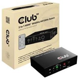 Club 3D CSV-1381 - Video/Audio-Schalter - 3-to-1, 8K 60 Hz/4K 120 Hz