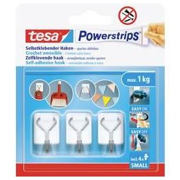 tesa Powerstrips Small Klebehaken 3er Wei&szlig;, Edelstahl Inhalt: 3 St.