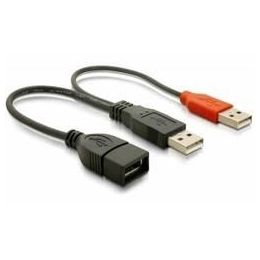 Delock USB-Kabel USB 2.0 USB-A Stecker, USB-A Stecker, USB-A Buchse 0.20 m Schwarz 65306