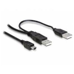 Delock USB-Kabel USB 2.0 USB-A Stecker, USB-A Stecker, USB-Mini-B Stecker 1.00 m Schwarz 82447