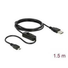 Delock USB-Kabel USB 2.0 USB-A Stecker, USB-Micro-B Stecker 1.50 m Schwarz inkl. Ein/Aus-Schalter 84803