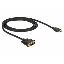 Delock DVI / HDMI Anschlusskabel DVI-D 18+1pol. Stecker, HDMI-A Stecker 1 m Schwarz 85582 dreifach geschirmt, vergoldete Steckkontakte HDMI-Kabel