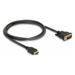 Delock HDMI / DVI Anschlusskabel HDMI-A Stecker, DVI-D 24+1pol. Stecker 1 m Schwarz 85652 dreifach geschirmt, vergoldete Steckkontakte HDMI-Kabel