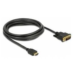 Delock HDMI / DVI Anschlusskabel HDMI-A Stecker, DVI-D 24+1pol. Stecker 2 m Schwarz 85654 dreifach geschirmt, vergoldete Steckkontakte HDMI-Kabel