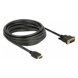 Delock HDMI / DVI Anschlusskabel HDMI-A Stecker, DVI-D 24+1pol. Stecker 5 m Schwarz 85656 dreifach geschirmt, vergoldete Steckkontakte HDMI-Kabel