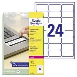 Avery-Zweckform L6146-20 Sicherheits-Etiketten 63.5 x 33.9 mm Polyester-Folie Wei&szlig; 480 St. Permanent haftend Laserdrucker