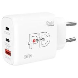 Skross Power Charger 65W PD GaN EU USB Ladeger&auml;t 65 W 1x USB-A, 2x USB-C&reg; USB PD Wei&szlig; Innenbereich