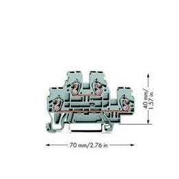 WAGO 870-501 Doppelstock-Durchgangsklemme 5 mm Zugfeder Belegung: L, L Grau 50 St.
