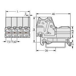 WAGO Buchsengeh&auml;use-Kabel 831 Polzahl Gesamt 3 Rasterma&szlig;: 7.62 mm 831-3203/007-000 48 St.