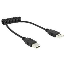 Delock USB-Kabel USB 2.0 USB-A Stecker, USB-A Stecker 0.60 m Schwarz Spiralkabel 1937078