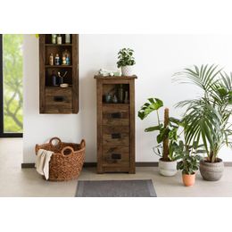 Kommode Mango 50x30x120 braun lackiert RAILWAY #481