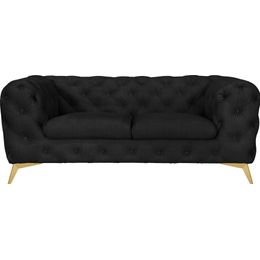Chesterfield-Sofa LEONIQUE "Glynis", grau (charcoal), B:185cm H:75cm T:99cm, Struktur (100% Polyester);Samtoptik (100% Polyester), Sofas, aufwändige Knopfheftung, moderne Chesterfield Optik, Fußfarbe wählbar
