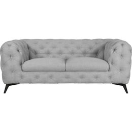 Chesterfield-Sofa LEONIQUE "Glynis", grau, B:185cm H:75cm T:99cm, Struktur (100% Polyester);Samtoptik (100% Polyester), Sofas, aufwändige Knopfheftung, moderne Chesterfield Optik, Fußfarbe wählbar