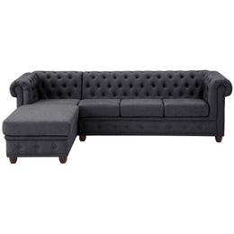 Chesterfield-Sofa Home Affaire "New Castle L-Form", schwarz, B:255cm H:72cm T:171cm, Sofas, hochwertige Knopfheftung in Chesterfield-Design, B/T/H: 255(171/72)