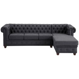 Chesterfield-Sofa Home Affaire "New Castle L-Form", schwarz, B:255cm H:72cm T:171cm, Sofas, hochwertige Knopfheftung in Chesterfield-Design, B/T/H: 255(171/72)