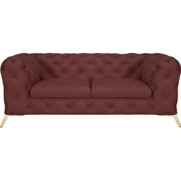 Chesterfield-Sofa LEONIQUE "Amaury", rosa (rose), B:185cm H:75cm T:99cm, Struktur (100% Polyester9;Samtoptik (100% Polyester), Sofas, aufwändige Knopfheftung, moderne Chesterfield Optik, Fußfarbe wählbar