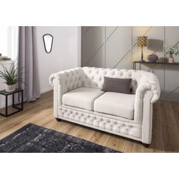 Chesterfield-Sofa Home Affaire "New Castle", beige, B:148cm H:72cm T:86cm, Sofas, mit hochwertiger Knopfheftung in Chesterfield-Design, B/T/H: 148/86/72