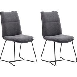 Stuhl MCA furniture "Hampton", grau (anthrazit, schwarz matt lackiert), B:48cm H:94cm T:65cm, Stühle, Kufenstuhl Esszimmerstuhl, 2er Set, mit Griff, Belastbarkeit 120 Kg, Sitzhöhe ca. 49 cm