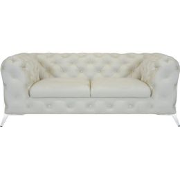 Chesterfield-Sofa LEONIQUE "Amaury", beige, B:185cm H:75cm T:99cm, Struktur (100% Polyester9;Samtoptik (100% Polyester), Sofas, aufwändige Knopfheftung, moderne Chesterfield Optik, Fußfarbe wählbar