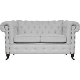 Chesterfield-Sofa Home Affaire "Aarburg", grau, B:148cm H:77cm T:87cm, 100% Polyester, Sofas, aufwändige Knopfheftung und Ziernägel im Chesterfield-Design