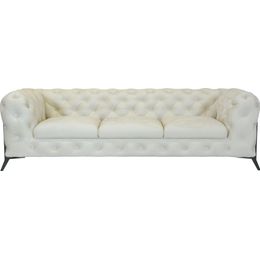 Chesterfield-Sofa LEONIQUE "Amaury", beige, B:243cm H:75cm T:99cm, Struktur (100% Polyester9;Samtoptik (100% Polyester), Sofas, aufwändige Knopfheftung, moderne Chesterfield Optik, Fußfarbe wählbar