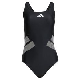adidas Performance Sportbadeanzug 'Logo C-back' Damen Gr&ouml;&szlig;e XL grau / schwarz / wei&szlig;
