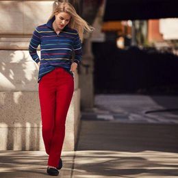 LANDS' END Straight Fit Cordhose Mid Waist, Damen,  Rot, Baumwoll-Mischung, by Lands' End