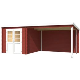 Gartenhaus Lasita Maja "Saint Paul, Schwedenrot", rot (schwedenrot), ohne Fußboden, Rückwand, ohne Dacheindeckung, Holzwerkstoff, Gartenhäuser, mit Anbau
