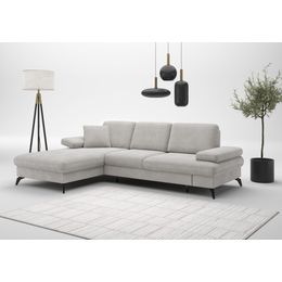 Sit & More Ecksofa SIT & MORE "Morris L-Form", grau (hellgrau), B:247cm H:83cm T:171cm, 95% Polyester, 5% Polyamid, Sofas, Ecksofa, mit Bettfunktion, bzw. XXL-Sitzfl&auml;che, Armteilverstellung & Zierkissen