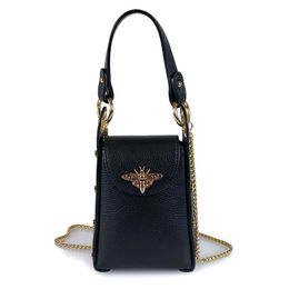 Mila Blu Leder-Handytasche "Rododendro" in Schwarz - (B)12 x (H)17 x (T)6 cm - 78% | Damen-handytaschen