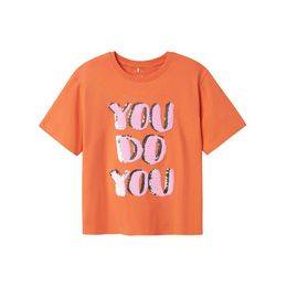 name it Shirt "Helka" in Orange/ Rosa - 53% | Größe 146/152 | Kinder-oberteile