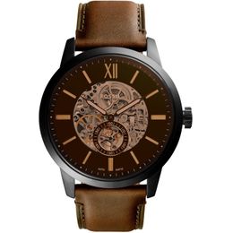 Fossil Damen Automatikuhr "TOWNSMAN Automatic", braun, Armbanduhren, Armbanduhr, Herrenuhr, mechanische Uhr, Lederarmband
